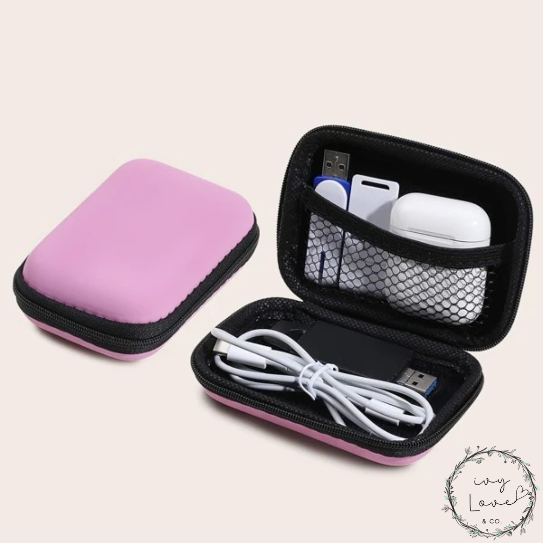 Small Portable Data Cable Pouch - Ivy Love